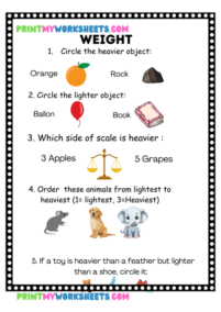 1st Grade Length, Weight and Height Worksheets PDF | Free Math ...