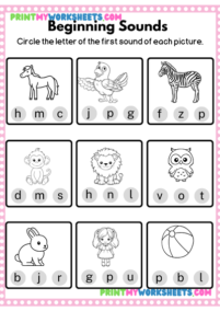 Pre-K Beginning Sounds Worksheets PDF – Easy Home Phonics Practice for ...