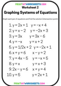 8th Grade Systems of Linear Equations Worksheets PDF | Free Math ...