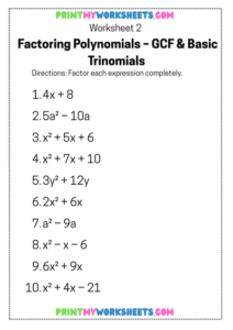 8th Grade Polynomials Worksheets PDF | Free Downloadable - Print My ...