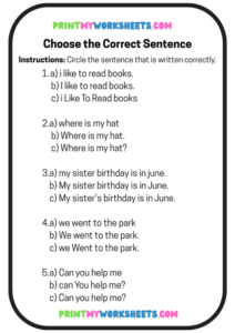 2nd Grade Sentence Structure Worksheets PDF | Free English Downloadable ...