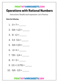7th Grade Operations with Rational Numbers Worksheets PDF | Free ...