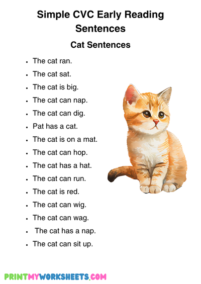 Kindergarten CVC Reading Sentences Worksheets PDF | Free Downloadable ...