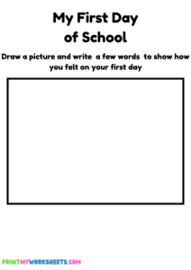 First Day at School Worksheets Kindergarten PDF - Free - Print My ...