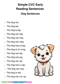 Kindergarten CVC Reading Sentences Worksheets PDF | Free Downloadable ...