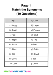 3rd Grade Synonyms Worksheets PDF | Free English Downloadable - Print ...