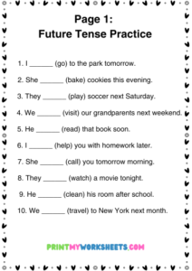 4th Grade Future Tense Worksheets PDF | Free English Downloadable ...