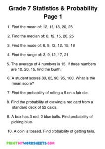 7th Grade Statistics and Probability Worksheets PDF | Free Math ...