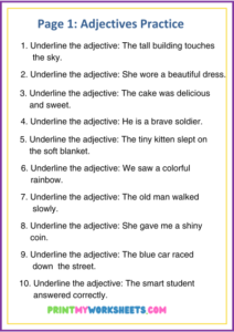 4th Grade Adjectives Worksheets PDF | Free English Downloadable - Print ...