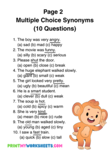 3rd Grade Synonyms Worksheets PDF | Free English Downloadable - Print ...
