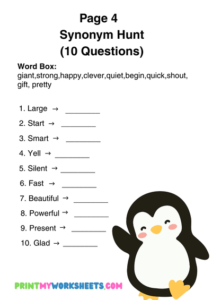 3rd Grade Synonyms Worksheets PDF | Free English Downloadable - Print ...