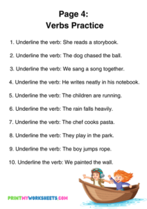 4th Grade Verbs Worksheets PDF | Free English Downloadable - Print My ...