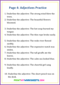 4th Grade Adjectives Worksheets PDF | Free English Downloadable - Print ...