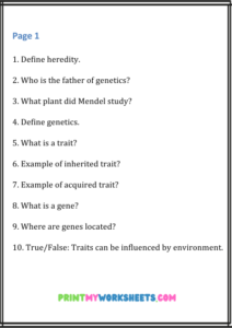 7th Grade Genetics and Heredity Worksheets PDF – Build Strong ...