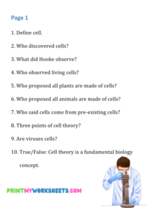 7th Grade Cells and Cell Theory Worksheets PDF | Free with Answer Key ...