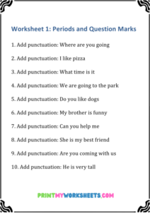 4th Grade Punctuation Worksheets PDF | English Free Downloadable ...