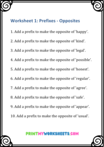 4th Grade Prefixes and Suffixes Worksheets PDF | Free English ...