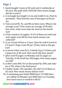 7th Grade Multi-Step Word Problems Worksheets PDF | Free Math ...