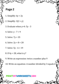 7th Grade Expressions and Equations Worksheets PDF | Free Math ...
