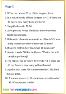 7th Grade Ratios, Proportions, and Percents Worksheets PDF | Free Math ...