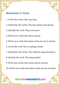 4th Grade Parts of Speech Worksheets PDF – Free Grammar Practice with ...