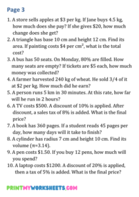 7th Grade Multi-Step Word Problems Worksheets PDF | Free Math ...