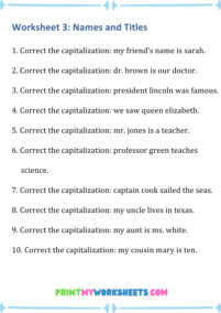 4th Grade English Capitalization Worksheets Free PDF | Grammar Practice ...