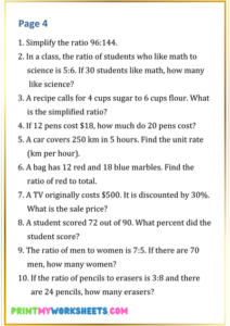 7th Grade Ratios, Proportions, and Percents Worksheets PDF | Free Math ...