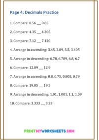 6th Grade Decimals Worksheets PDF | Free Math Downloadable - Print My ...