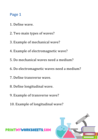 8th Grade Waves Worksheets PDF – Easy Home Physics Review Pack - Print ...