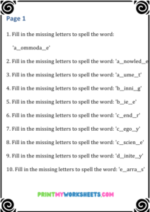 6th Grade Spelling Worksheets PDF – Word Study Practice with Answer Key ...
