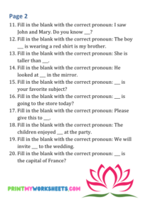 6th Grade Pronouns Worksheets PDF – Grammar Practice with Answer Key ...
