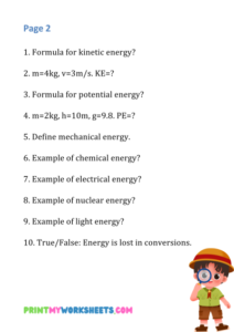 8th Grade Energy Worksheets PDF – Easy Home Science Review Pack - Print ...