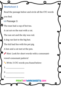 2nd Grade CVC Word Hunt Worksheets PDF – Phonics Word Search Practice ...