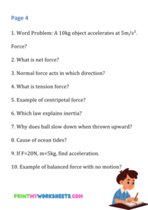 8th Grade Forces Worksheets PDF – Physics Practice with Answer Key ...