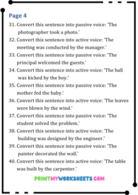 6th Grade Active and Passive Voice Worksheets PDF | Free English ...