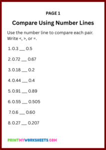 5th Grade Comparing Decimals Worksheets PDF – No Prep Classroom Math ...