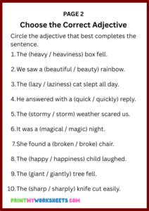 5th Grade Adjective Worksheets PDF – Build Stronger Writing and ...