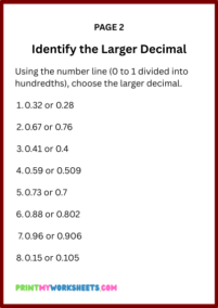 5th Grade Comparing Decimals Worksheets PDF – No Prep Classroom Math ...