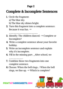 5th Grade Sentence Structure Worksheets PDF – Grammar and Writing ...