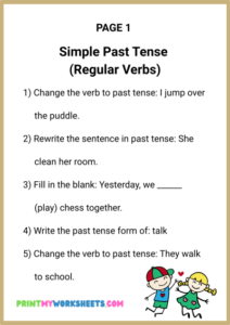 3rd Grade Past Tense Worksheets PDF — Free with Answer Key - Print My ...