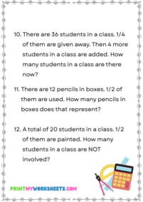 3rd Grade Fractions Word Problems Worksheets PDF – Math Practice Pack ...