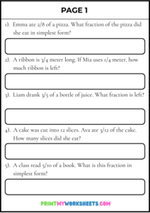 4th Grade Fraction Word Problems Worksheets PDF – Multi-Step Practice ...