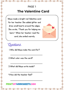 3rd Grade Valentines Reading Comprehension PDF – February Passages with ...