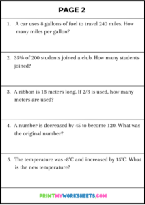 6th Grade Math Word Problems Worksheets PDF – Multi-Step Problem ...