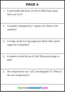 6th Grade Math Word Problems Worksheets PDF – Multi-Step Problem ...