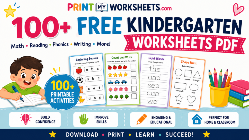 100+ Free Kindergarten Worksheets PDF Every Parent & Teacher Needs ...